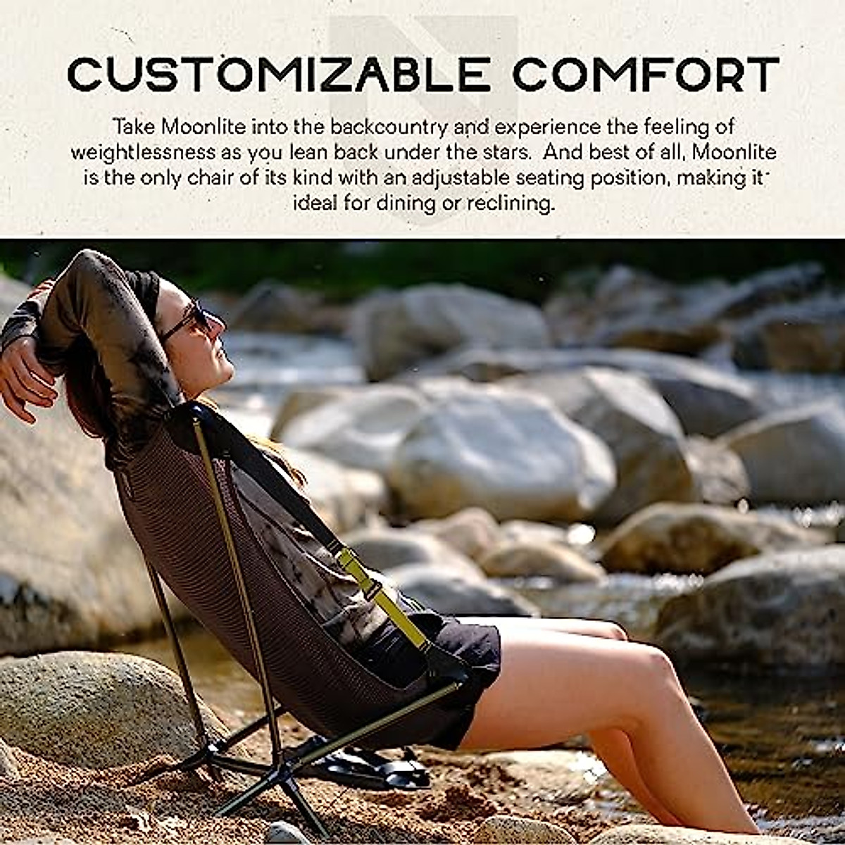 NEMO Moonlite Reclining Camp Chair | Portable Backpacking and Camping Chair with Adjustable and Foldable Options, Black Pearl