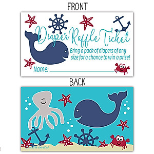 Nautical Diaper Raffle Tickets (50 Count) - Under the Sea Baby Shower Game