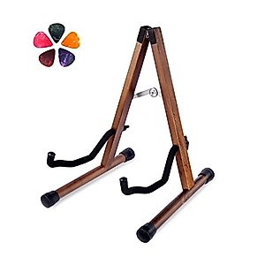 JORGTYRA Wooden Acoustic Guitar Stand, Adjustable Guitar Floor Stand, A Frame Folding Acoustic Electric Guitar Holder with Foam Padded for Bass, Cello, Mandolin, Banjo, Ukulele