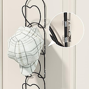 LINFIDITE 10 Pack Hat Rack Hanger Holder Organizer Closet Hanging Baseball Cap Display Storage Rack Wig Rack Over Door Wall Mounted for Scarves Handbags Towels Clothes Ties w Hanging Hook Black