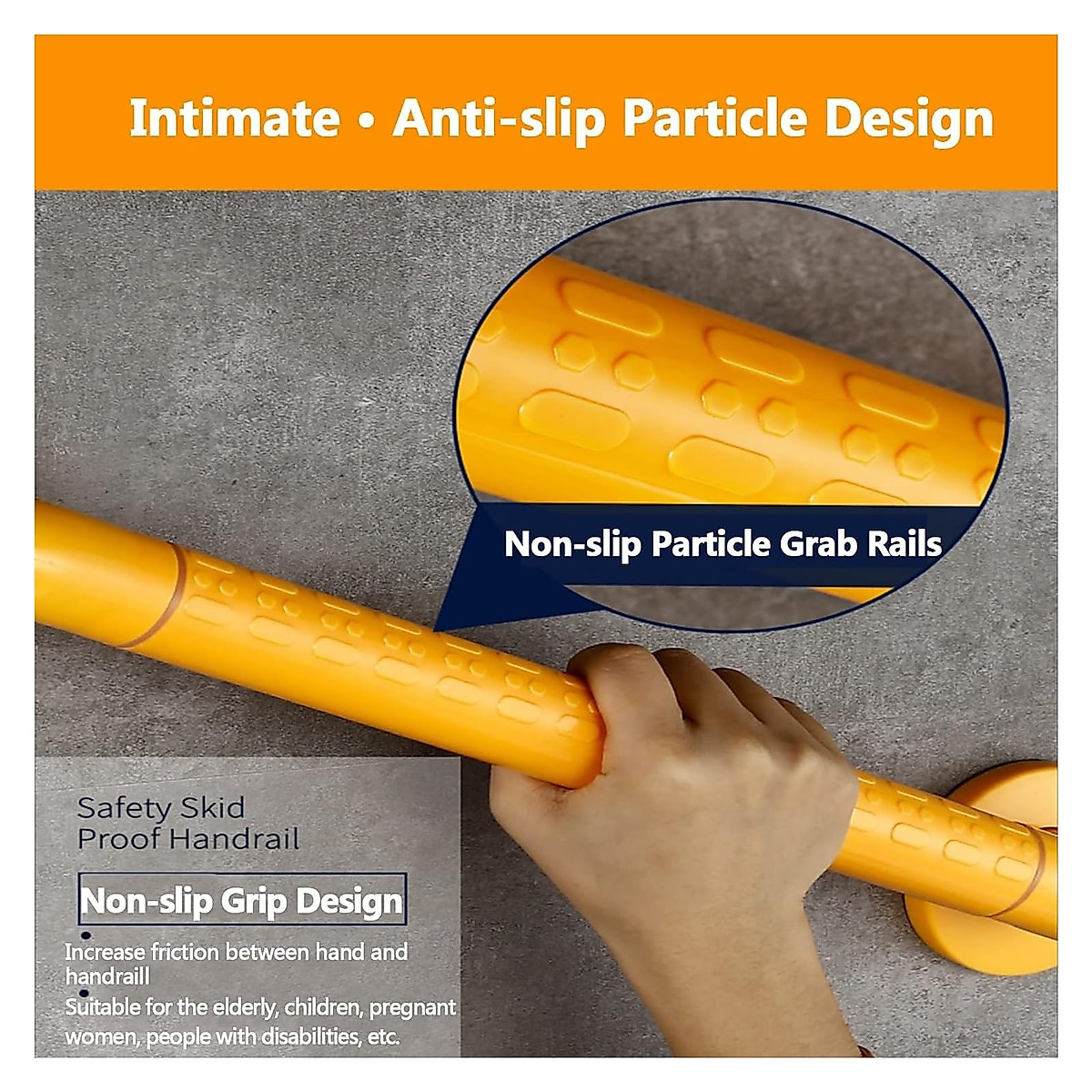 Grab Rails Bathroom Grab Rails 304 Stainless Steel Shower Handle Anti-Slip Bathtub with Safety Luminous Circles Handrail ?For Elderly Disabled Toilet Seniors Kitchen,Black,40cm ( Color : Dolphin Waves