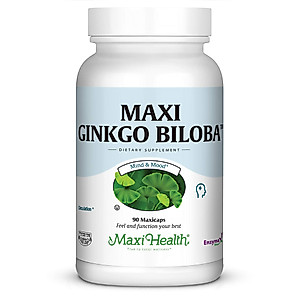 Maxi Health Ginkgo Biloba - Brain and Circulation Formula - 90 Capsules - Kosher (QGB)