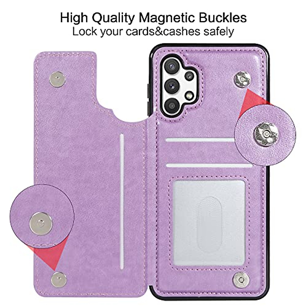 BENTOBEN Samsung Galaxy A32 5G Wallet Case, PU Leather Heavy Duty Rugged Shockproof Protective Cases with Card Slots Cash Holder Phone Case for Samsung Galaxy A32 5G 6.5 Inch 2021, Purple