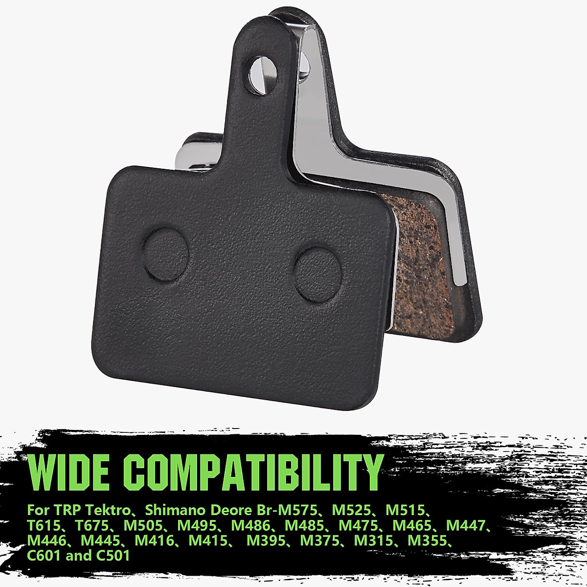 Zacro 2 Pairs Bike Brake Pads, Ceramic Bicycle Disc Brake Pads Fit for Tektro Shimano TRP Deore Br-M575 B01s Mt200 M525 M515 T615 T675 M505 M495 M486 M485, Mountain MTB Ebike Brake Pads Replacement