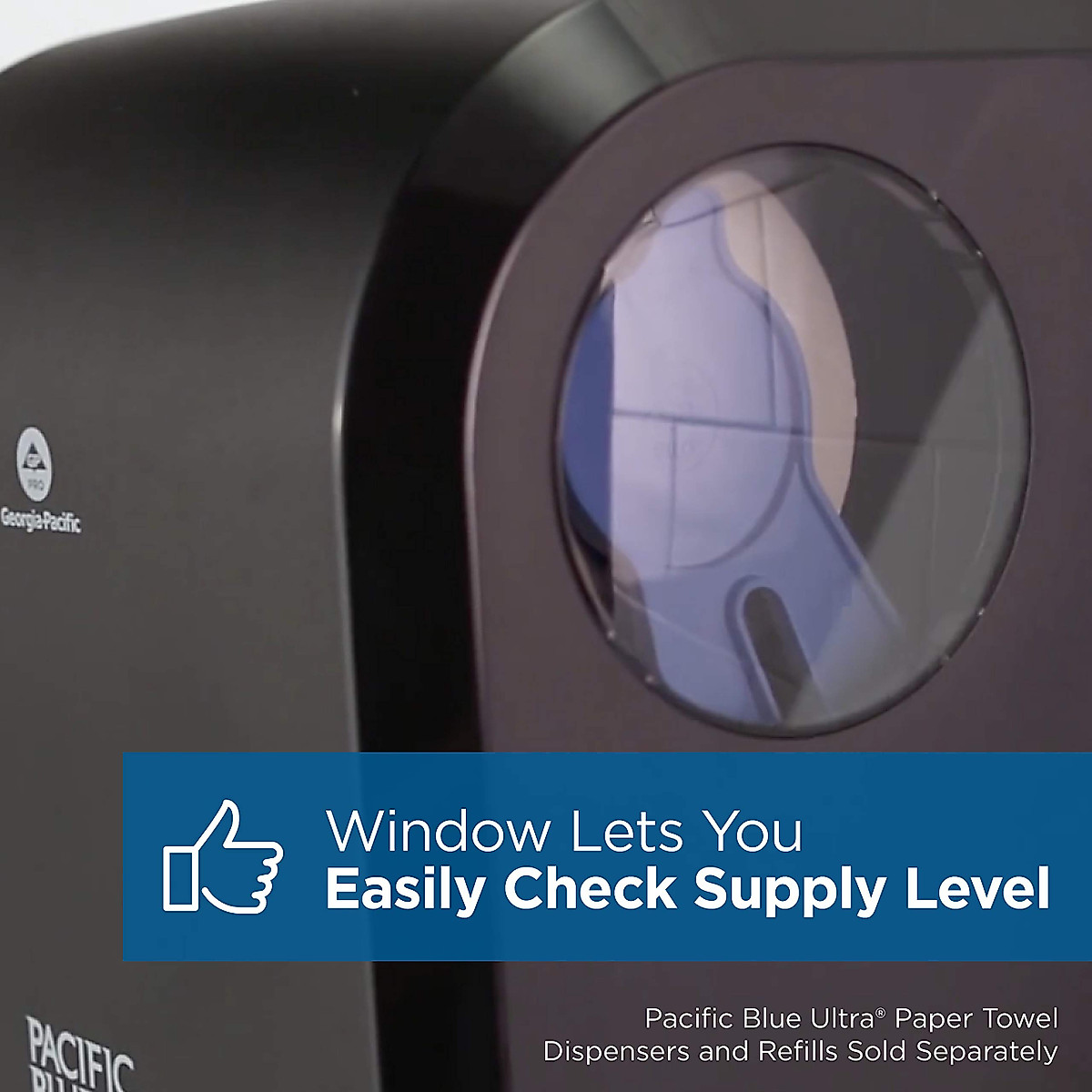 Georgia-Pacific Blue Ultra 8" High-Capacity Mechanical Touchless Paper Towel Dispenser by PRO , Black, 59589, 12.9" W x 9" D x 16" H, 1 Dispenser