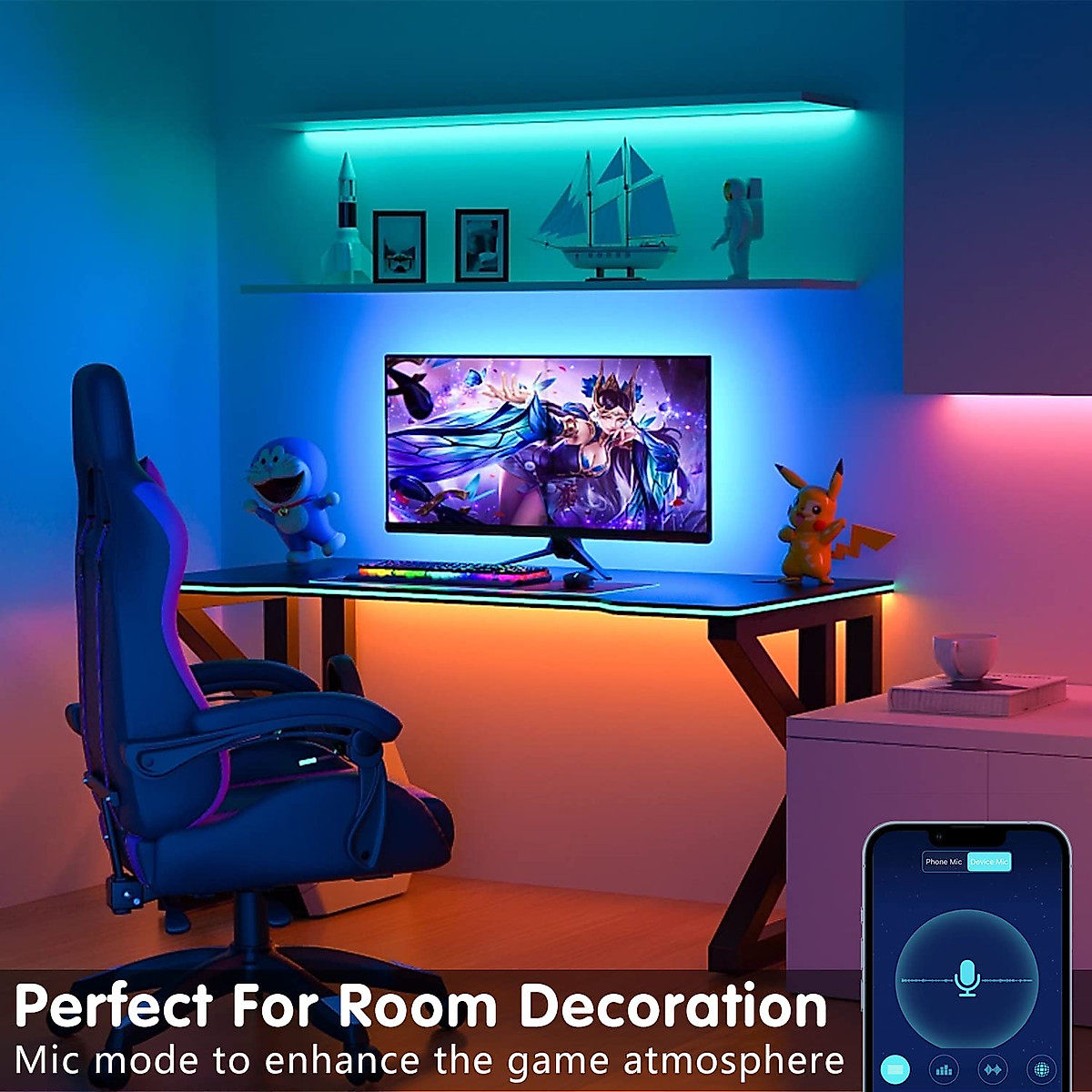 Keepsmile 100ft Bluetooth RGB LED Strip Lights for Home & Parties