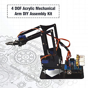 Simlug DIY Assembly Mechanical Arm,4 DOF Robot Claw Kit Acrylic for Arduino Robotics SNAM1900