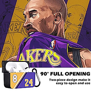 Basketball No.8/24 Case for Airpods Pro Cover with Keychain for Sports Fans Boys Men Girls Kids Jersey Cool Fun Design Mamba Spirit Square Case Silicone Protective Compatible with Airpods Pro（2019）