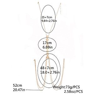 Asphire Bohemian Coin Body Chain Sexy Back Necklace Jewelry Beach Body Accessories for Women Layered Harness Bikini Chain (20 inch, Gold)