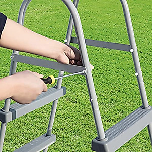 YUEWO 36" 2-Step Steel Frame Above Ground Swimming Pool Ladder with Non-Slip Plastic Steps for Entry and Exit System Swim Pools