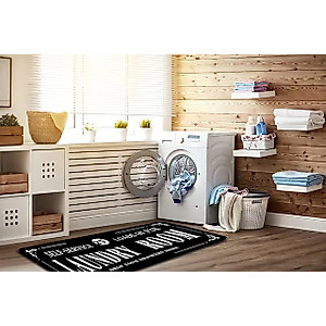 Laundry Room Rug Non Slip Floor mats Farmhouse Large Laundry Rugs for Laundry Room Mat Washer and Dryer Carpet Laundry Room Decor 20x59inch(Black1)
