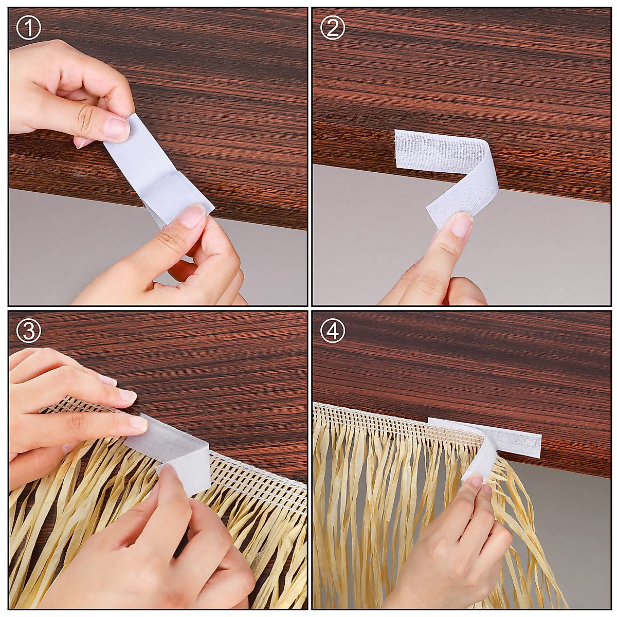 Fovths 2 Packs Luau Grass Table Skirt Fringe Straw Grass Skirt 108 x 30 Inch Hibiscus Hawaiian Table Skirts Rectangle Tropical Luau Party Decorations for Hawaiian Luau Decorations