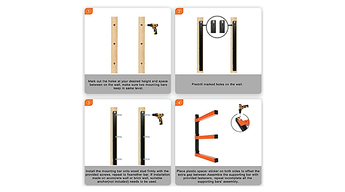 Wallmaster Metal Lumber Storage Rack - Heavy-Duty Wall Organizer