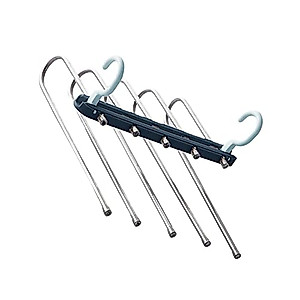 Cabilock 1pc Multifunctional Slip Steel Rack Hanger Jean Pants Open Layer Traceless Non- Blue Multi- Non Belt Household Saving Drying Adjustable for Trousers Ended Clothes Hangers