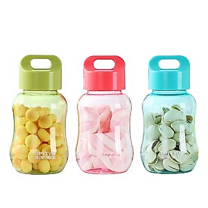 UPSTYLE 3-Piece 6oz Small Water Bottle Food Grade Plastic Mini Cute Juice Travel Mugs Sports Wide Mouth Cups in Bulk for Milk/Coffee/Tea Kitchen Storage for Snacks Lunch Box (3 colors)
