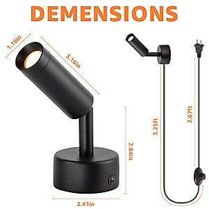 URTOM 2 Pack Indoor Spotlight LED Up Lights for Plant 120V Floor Spot Lights Accent Light Indoor Uplighting Warm White Spotlight Lamp Accent Lighting LED Uplight, 5.9 FT Plug Cord with Foot Switch