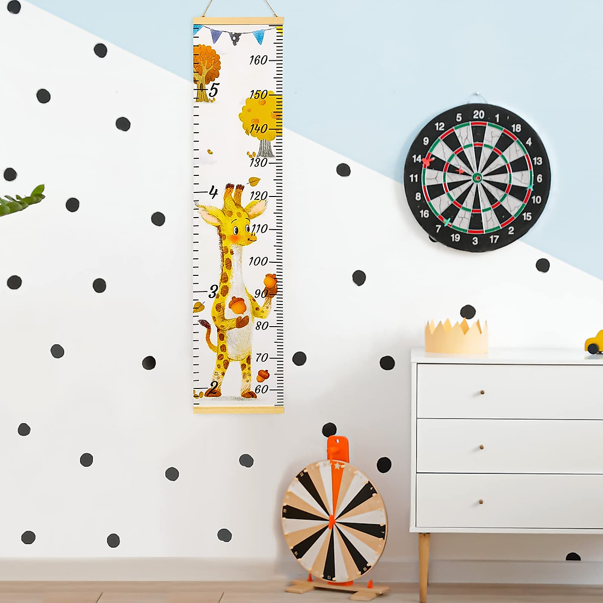 FIOBEE Kids Growth Chart Baby Height Chart Wall Hanging Ruler Measurement Chart Nursery Room Decor for Girls Boys Toddlers, Giraffe