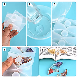 Prasacco Resin Book Page Holder Molds Dried Flower Resin Thumb Book Holder Molds DIY Transparent Bookmark Resin Molds (4 Shapes)