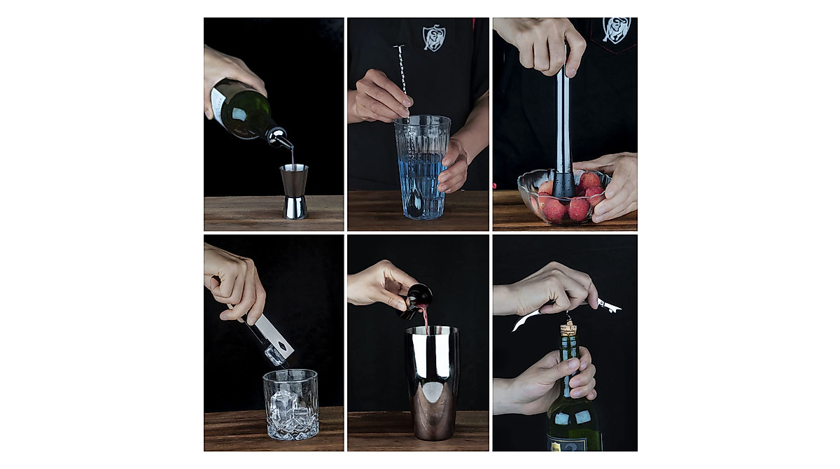 VG Cocktail Shaker Set Bartender kit with Stand, Cocktail Kit Bar Tools ...