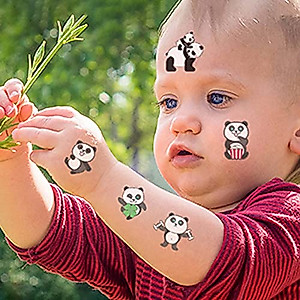 Temporary Tattoo for Kids,Panda Tattoo Stickers for Boys and Girls Favor,Safety Waterproof Fake Tattoos for Animal,Panda Party Supplies,10 sheets Cute kids tattoos (Panda-not luminous)