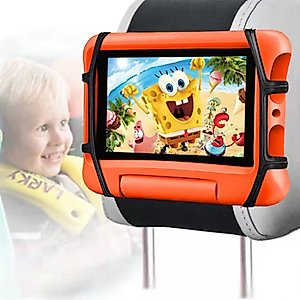 Car Headrest Tablet Mount Holder for Kids Back Seat, Fit for Ipad, Kindle, Fire HD 7,8,10,HDX, Nintendo Switch and Other 7 to 10.9 Inch Tablets, 360 Adjustable, Anti Vibration and Easy to Instal