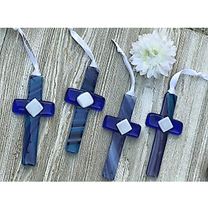 The Grandparent Gift Co. Made Like You Handmade Glass Cross Gift for Brother, Blue