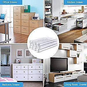 HSYP WOOD Adjustable Drawer Dividers for Clothing & Home Utensils-4 Pack of Clear Plastic Drawer Organizers, 3.2", Expandable 11-19". Ideal for Kitchen Organizers and Storage