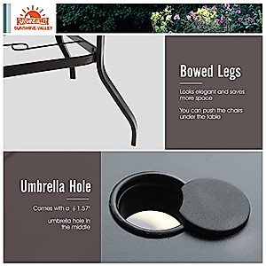 SUNSHINE VALLEY Patio Dining Table（Premium PVC Table Top）,60" x 37" x28" Rectangular Steel Outdoor Dining Table Steel Frame with 1.57" Umbrella Hole,for Garden Backyard Lawn Yard.