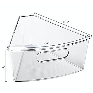 Leeden Lazy Susan Cabinet Organizer, BPA Free Containers, Durable Plastic Transparent Storage Bins for Kitchen Corners & 26"-28" Diameter Lazy Susans, 1/8 Wedge, 4 Packs