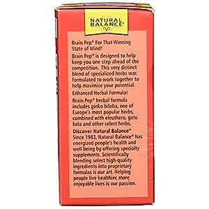 Natural Balance Brain Pep | Brain Function Supplement with Ginkgo Biloba, Kola Nut | Helps Support Improved Memory, Focus & Mental Clarity | 60 Capsules