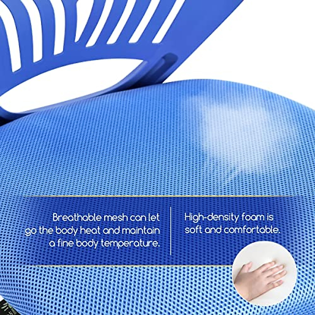 Yaheetech Students Desk Chair Low-Back Armless Study Chair Swivel Task Chair Cute Bedroom Chair with Lumbar Support Adjustable Height for Youth, Blue