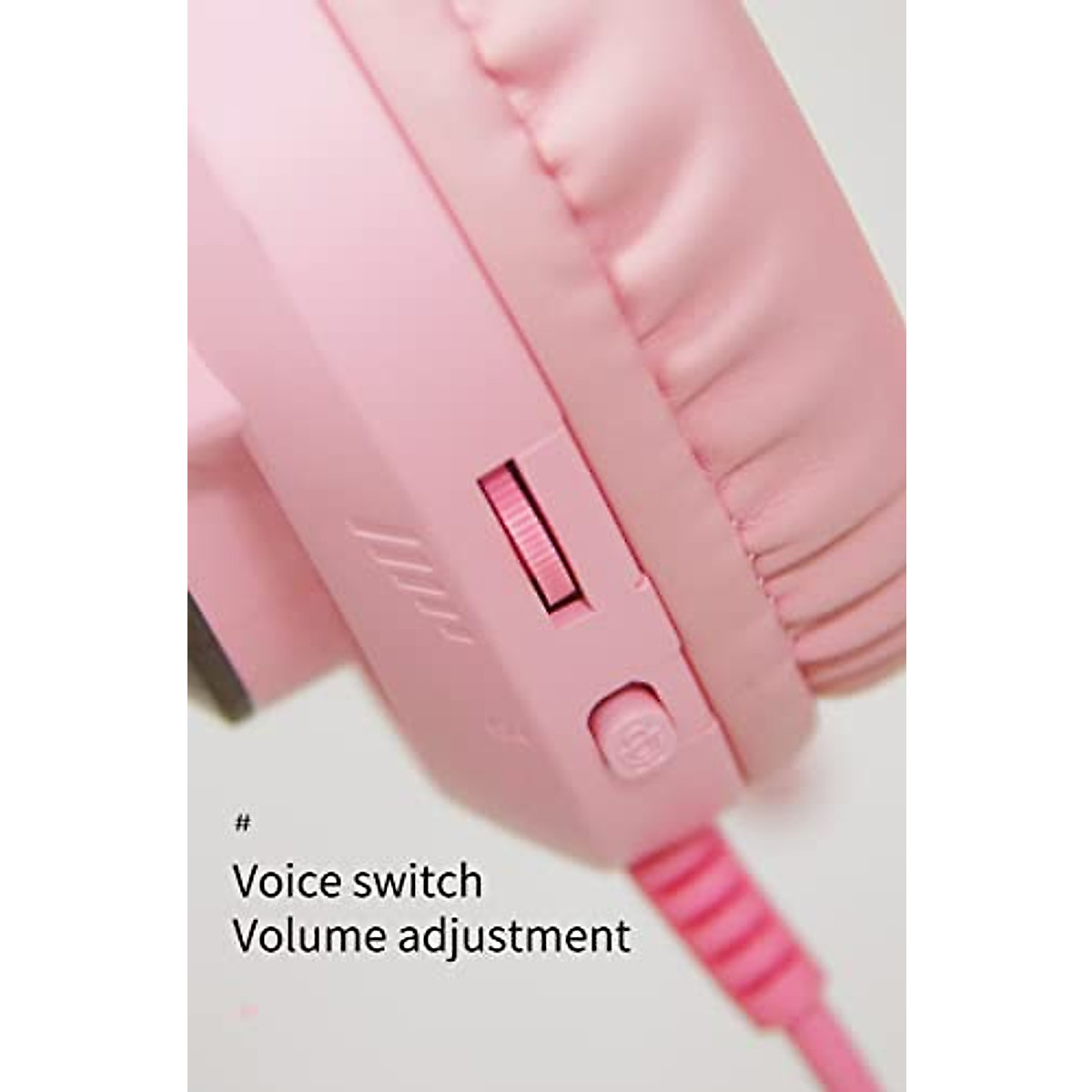 Cute Cat Ear Headset with Mic, Colorful Light, Adjustable Headband, 50mm Speaker, Girls Headphone, Compatible with PS, Xbox One, Nintendo Switch, PC, Laptop (Pink)