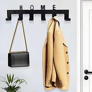 Iswabard Wall Mounted Coat Rack, Black Heavy Duty Metal Coat Hook Hanger, Storage Coat Hanger Wall Mount with 6 Hooks for Entryway to Hang Coats, Jackets, Purses, and Hats(1pc)