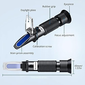 ALLmeter Grape Wine Refractometer Brix Alcohol Refractometer for Grape Wine Brewing Measure Sugar Content & Predict Alcohol Degree Dual Scale of 0-40% Brix & 0-25% vol Alcohol for Brewing Winemaking