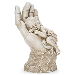 Joseph's Studio by Roman Inc., in The Palm of HIS Hand, Garden Collection, Religious Statue, Holy Family, Memorial, Angel, Patron Saint, Garden Décor (11x5x7)
