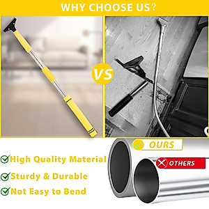 Floor Scraper Long Handle Heavy Duty, 31-61" Floor Scraper Heavy Duty Scraper Tool Thickened Steel Tube with 4inch sharp Blades 10PCS Extra Metal Paint Scraper Ideal for Cleaning.(1 yellow)