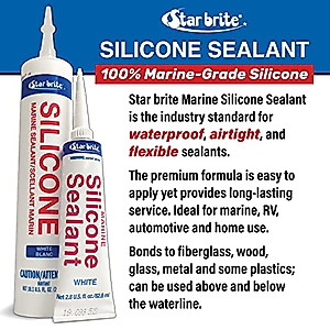 STAR BRITE Marine Silicone Sealant - Clear 10.1 Oz - Waterproof, Durable, UV Resistant, for Fiberglass, Metal, Wood, Glass, Ceramic & More (082122)