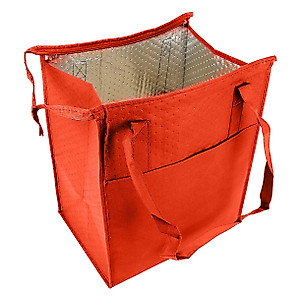 BAGedge Insulated Grocery Bags, Set of 2 Reusable Shopping Bags for Groceries, Food Delivery Bags for Hot and Frozen Foods - Red