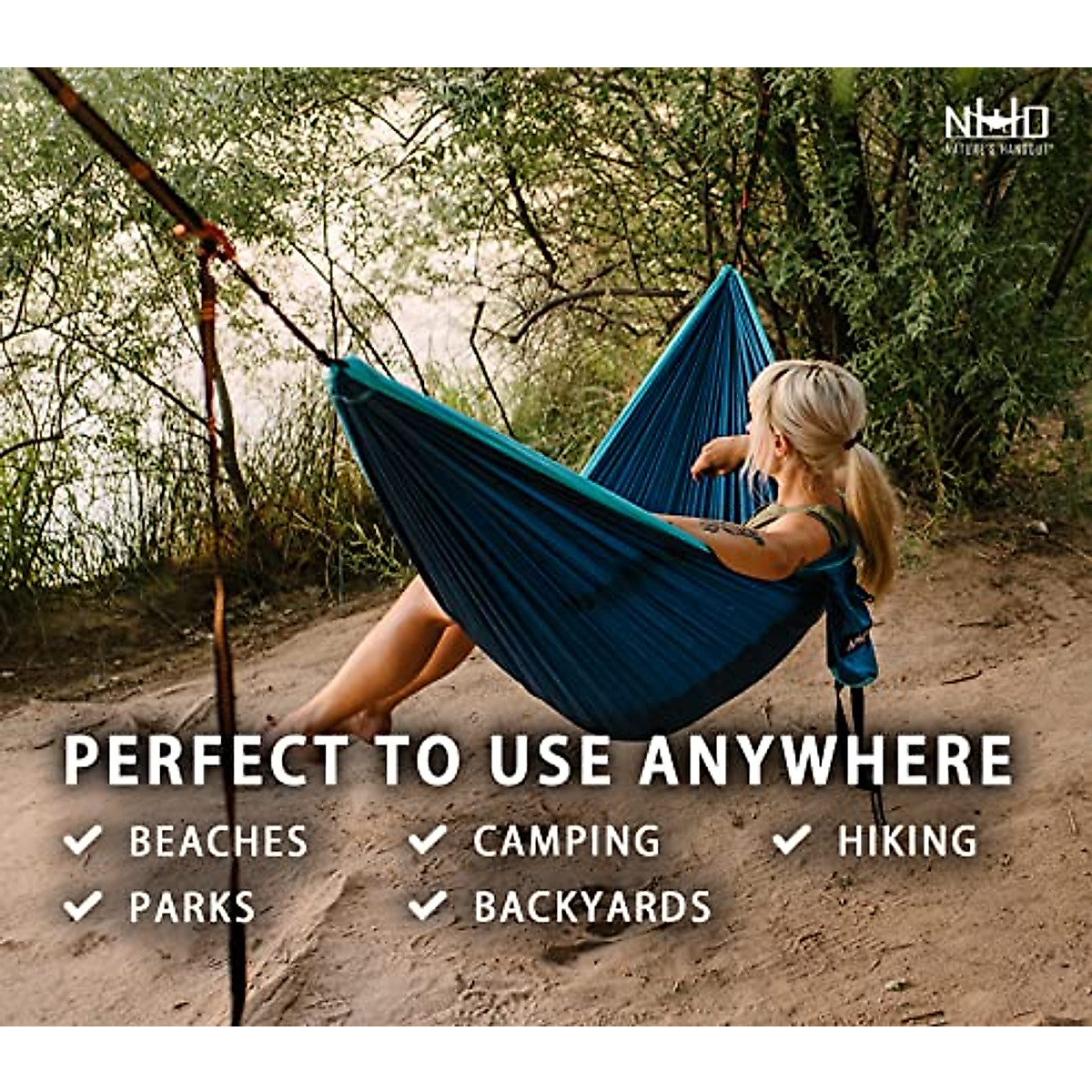 Hammock Straps for Trees with 2 Carabiners - 10 FT Tree Swing Strap - 700+ LBS Heavy Duty 32 Loops & No Stretch Camping Hammock Tree Straps - 20 FT Combined Tree Swing Hanging Kit - Natures Hangout