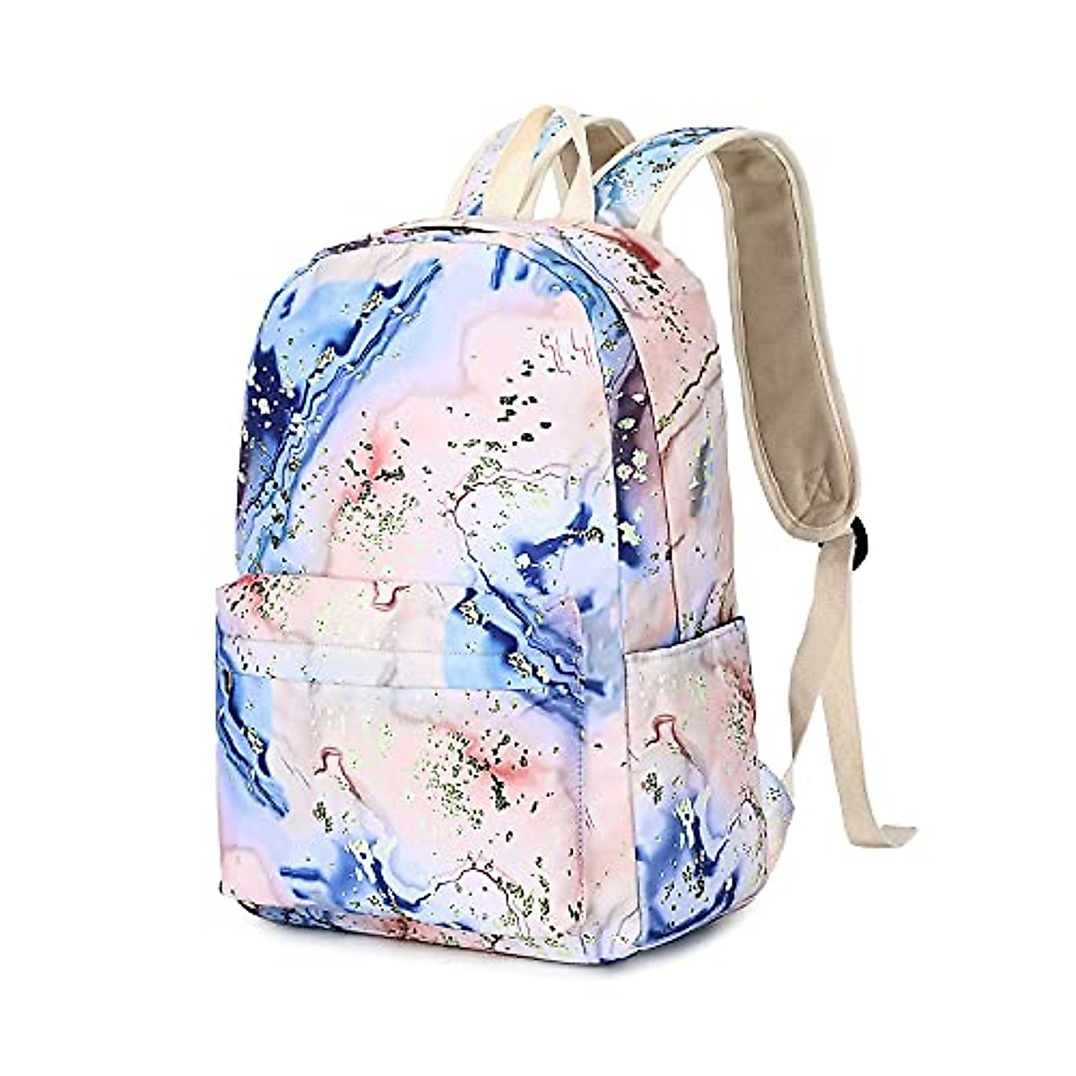 Backpack for Teen Girls School Laptop Backpacks Middle School College Marble Bookbags (Marble Orange)