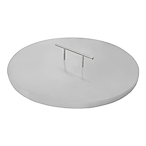 Stainless Steel Fire Pit Cover, 22 in 1.2 mm Thickness Fire Pit Burner Cover w/Handle, for Round Drop-in Fire Pit Burner Pan, Prevent Sparks, Keep Animals & Moisture Out (Round, 22 in)