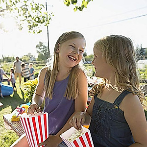 SaPeal Popcorn Boxes Containers Paper Popcorn Bags White Red Striped Pack of 24