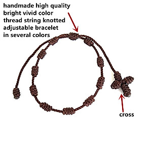 UoYu Set of 10 Handmade Rosary Cross Bracelets, Pulseras Decenarios