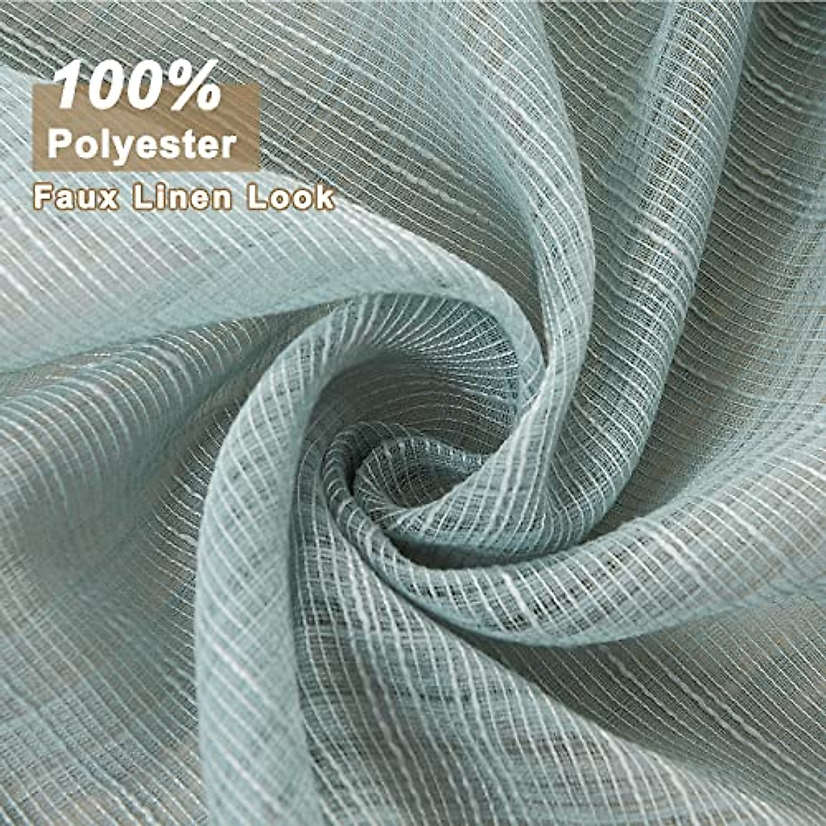 Tony's collection Mint Green Sheer Curtains, Faux Linen Look Semi Voile Backdrop for Dining Room/Kitchen/Small Window(52x63 Inch, Mint, 2 Panels)