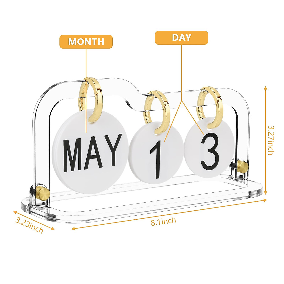 Acrylic Perpetual Desk Calendar 2023-2024 Standing Flip, Vintage Desktop Flip Calendar with Acrylic Month Date Large Display Blocks, Daily Flip Calendar for Home Office Decor Desk Accessories (Style