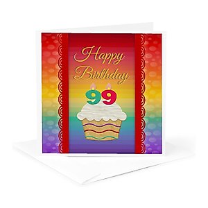 Greeting Card - Cupcake with Number Candles, 99 Years Old Birthday - Birthday Design