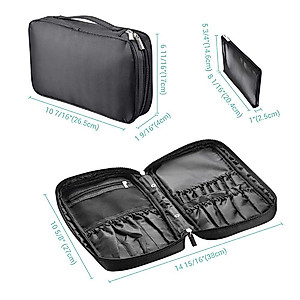 BYOOTIQUE Makeup Brush Bag Organizer Portable Multi Brush Holder Makeup Hand Bag Cosmetic Organizer Detachable Pouch Storage Case for Travel Home, Black