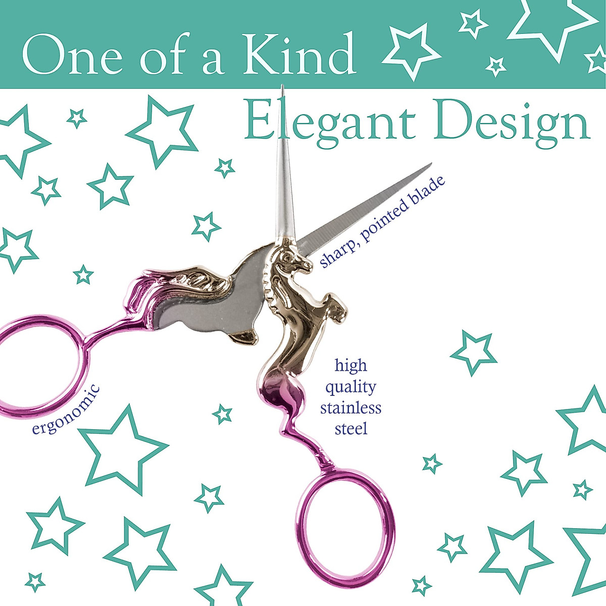 Unicorn Embroidery Craft Stainless Steel Scissors - Gradient - 1 Pair