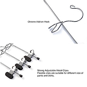 Better to U 13 Inch Stackable Metal Pants Hanger 20 Pack, Space-Saving Hanger with Non-Slip Adjustable Big Clips, Skirt Trousers Hanger Add-on Hook for Jeans Slacks Boutique
