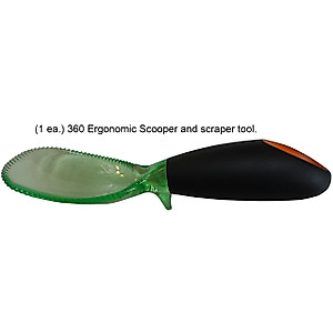 360 Pumpkin Products Ultimate Pumpkin Carving Ergonomic Scooper/Scraper and Detail scraper/clean up tool set. (1 Set of 2 tools)
